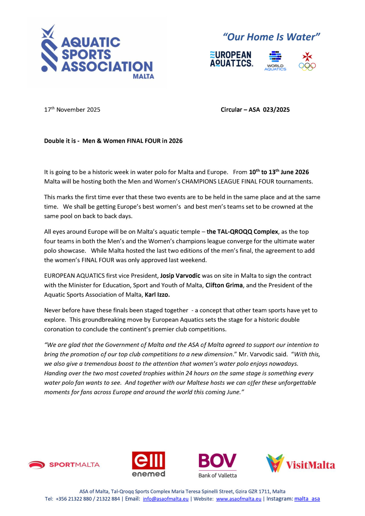 ASA Press Release 23-2025 – Double It is – DOUBLE FINAL FOUR in 2026 ...